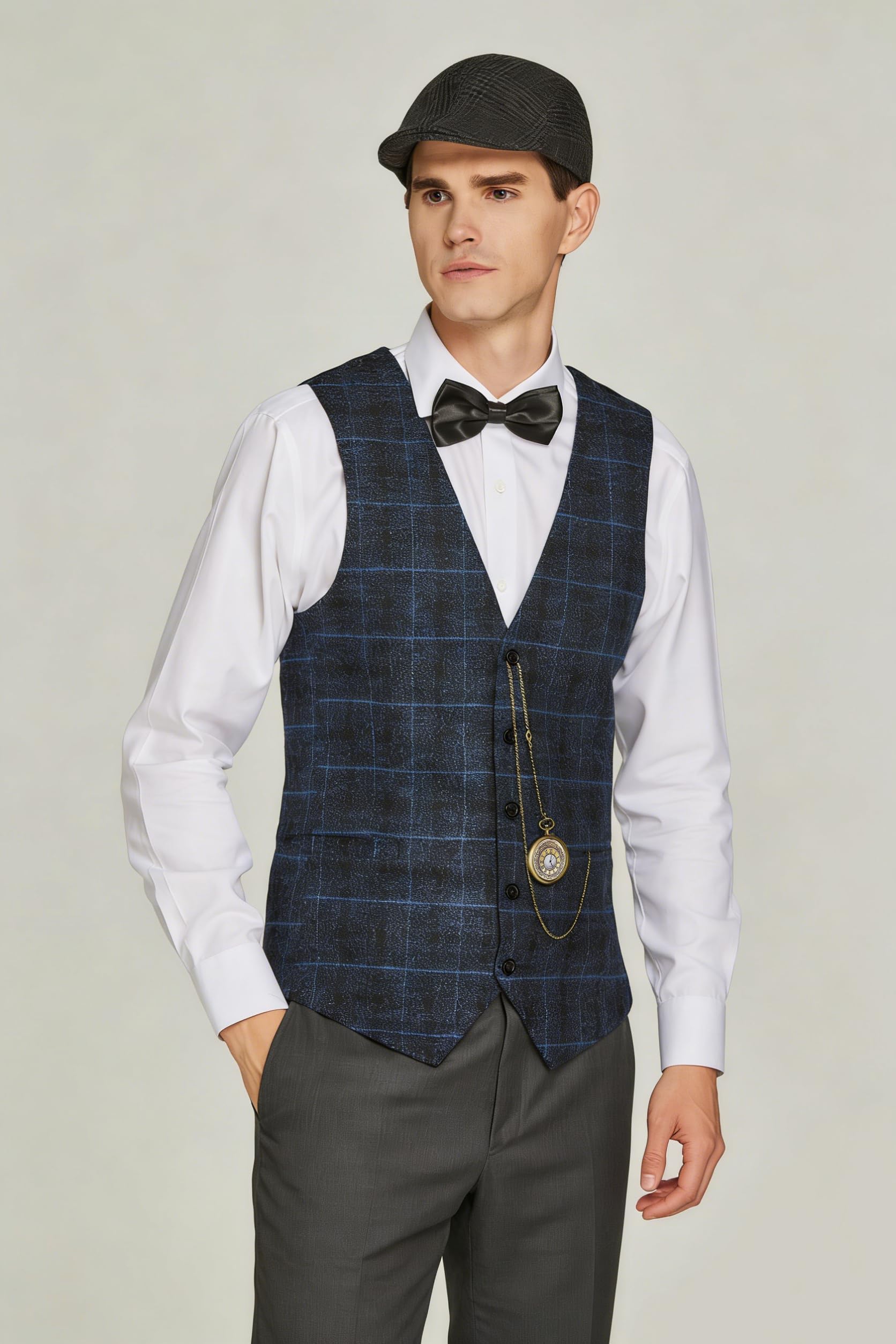 Snapklik.com : Gionforsy 1920s Mens Costume Gatsby Gangster Vest Fedora ...