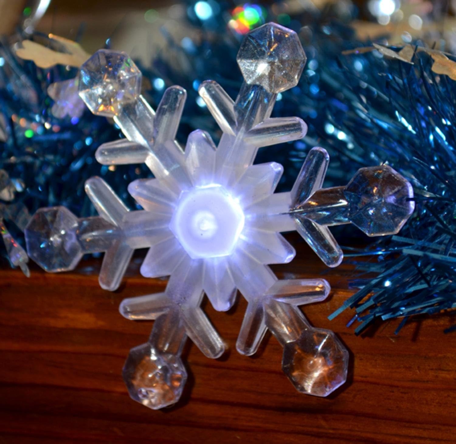 Amazon.com: Set of 8 Battery Operated LED Musical Snowflake Twinkling ...