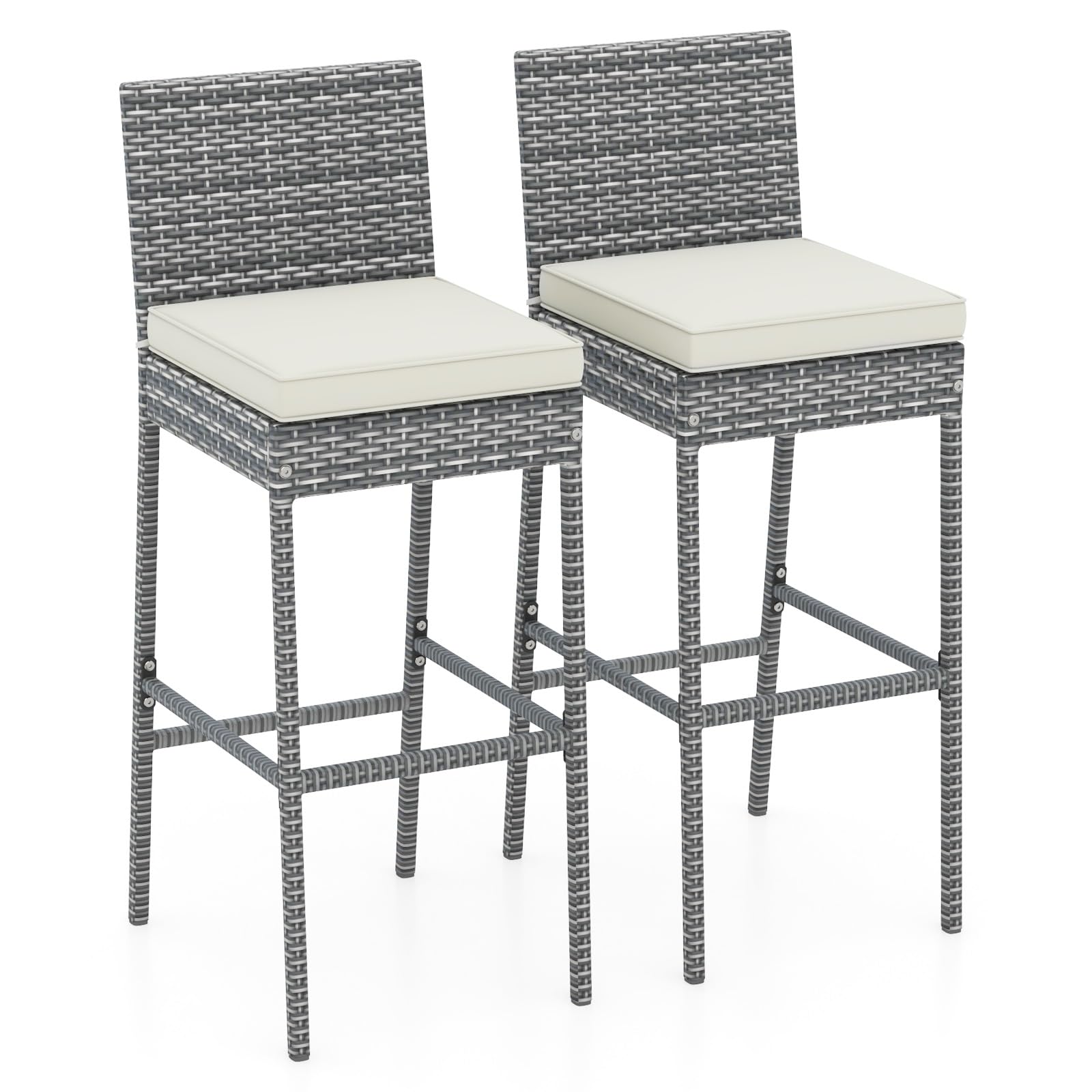 Amazon.com: RELAX4LIFE Outdoor Bar Stools Set of 2 - Wicker Rattan ...