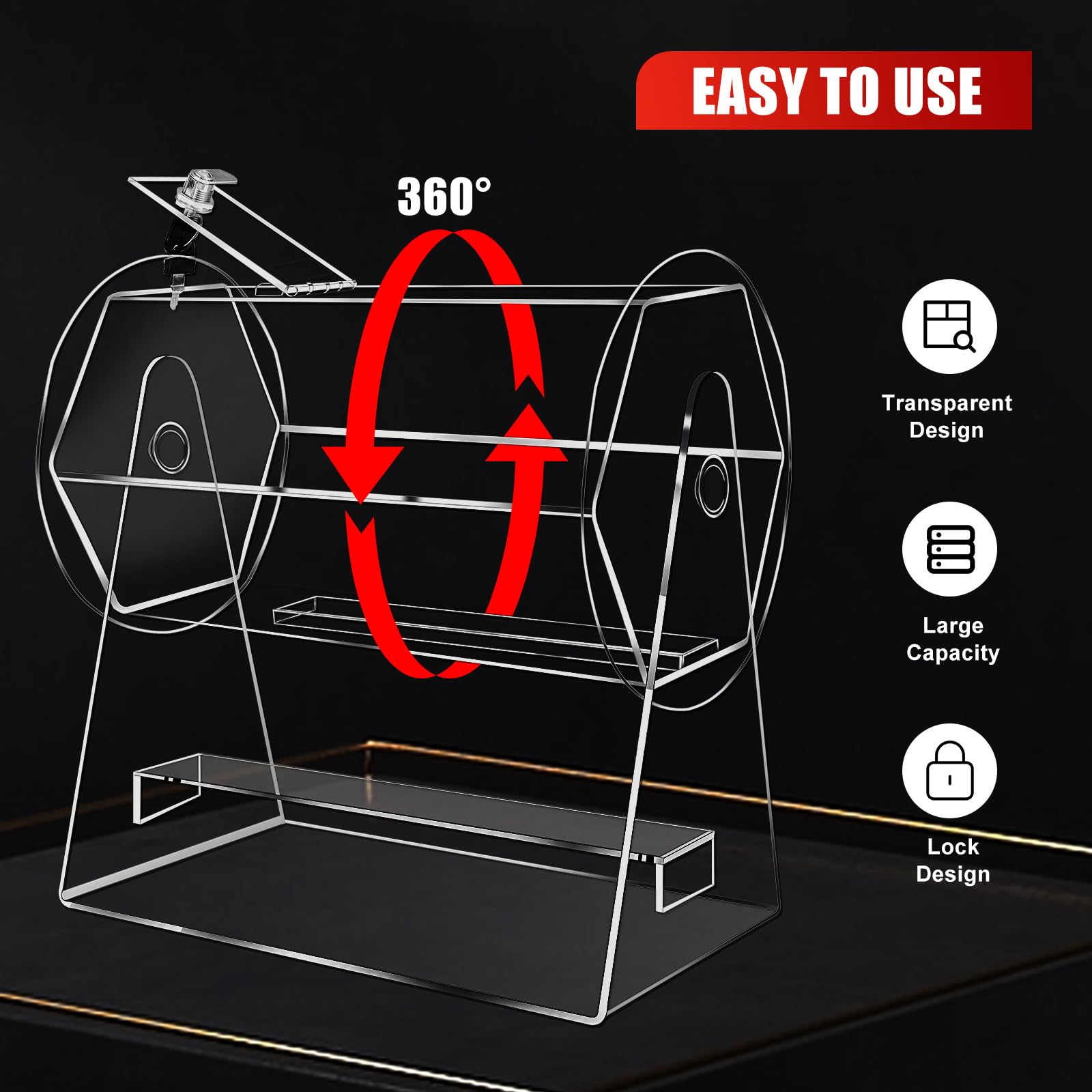 Acrylic Raffle Ticket Spinner Raffle Drum Drum, Clear Raffle Drum with ...