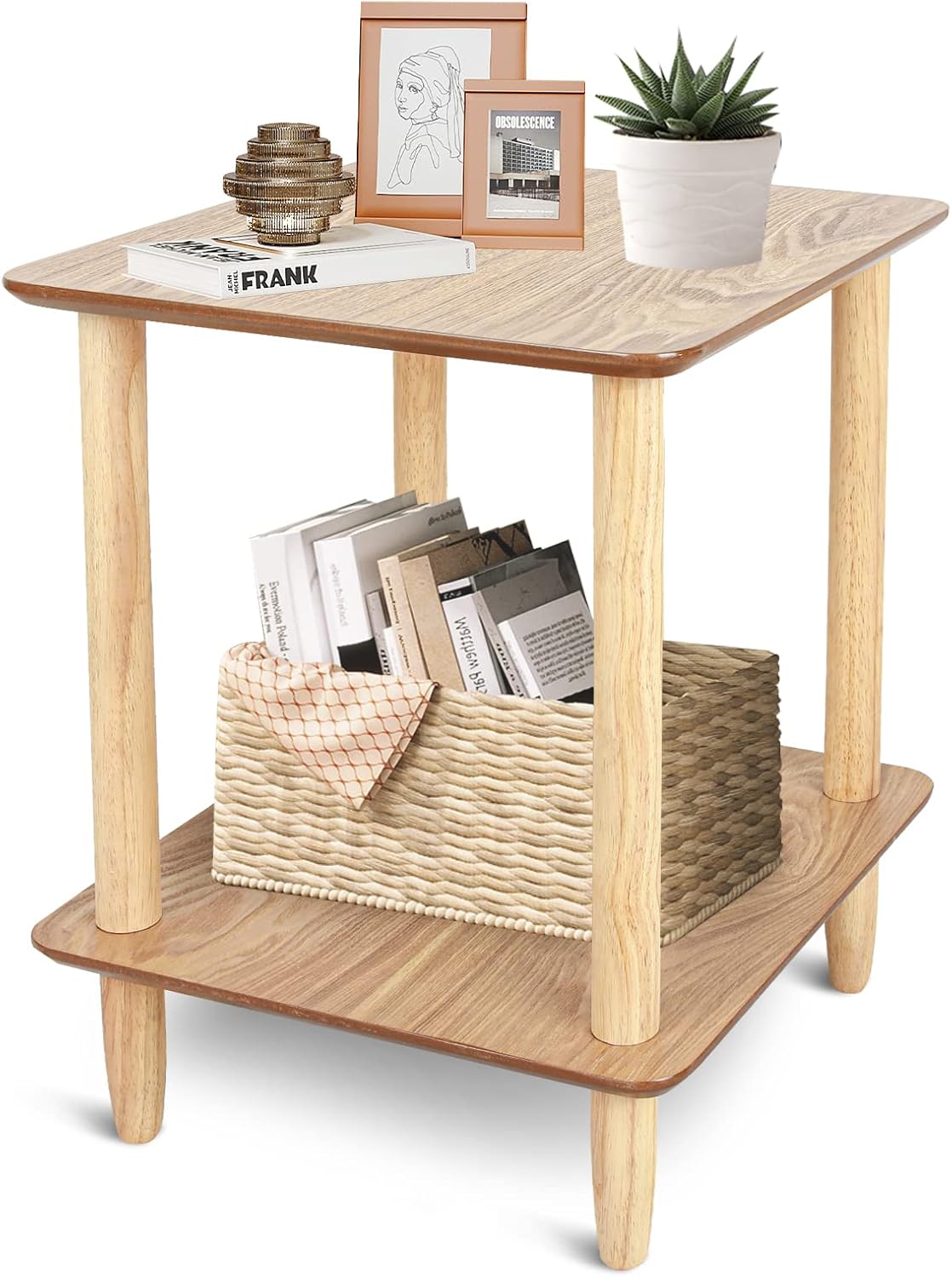 Amazon.com: Babion End Table, Small Side Table, Nightstand with 2-Layer ...