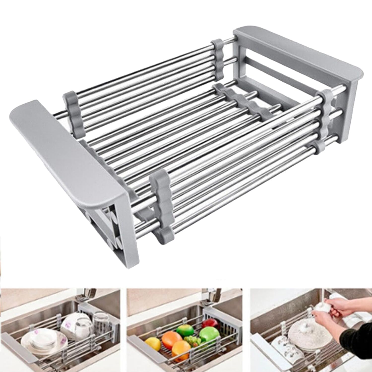 Leona Co Retractable Stainless Steel Sink Strainer Drain, Telescopic ...