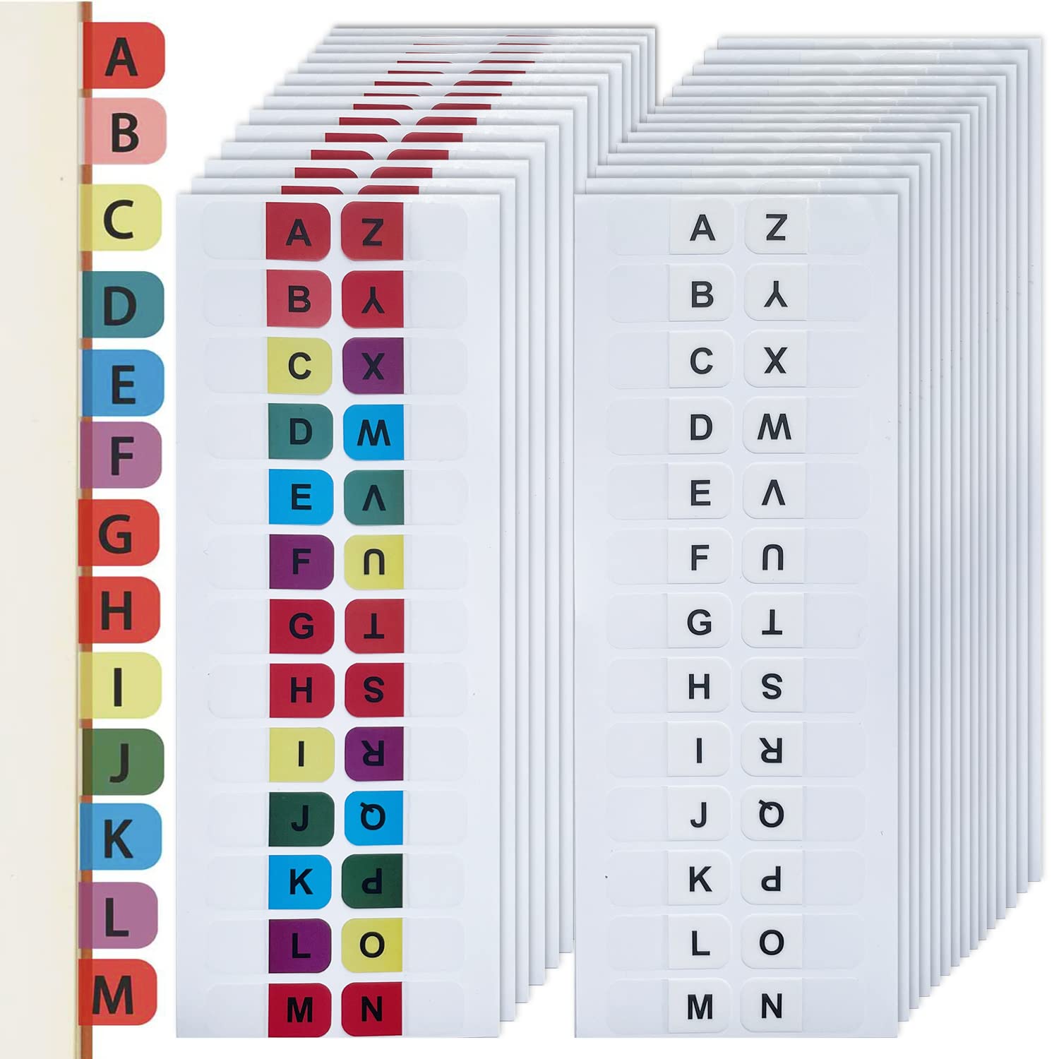 Amazon.com : 780 Pcs A-Z Index Tabs Permanent Alphabetical Tab Indexes ...