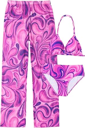 Amazon.com: SHENHE Girl's 3 Piece Swimsuits with Mesh Cover Up Pants ...