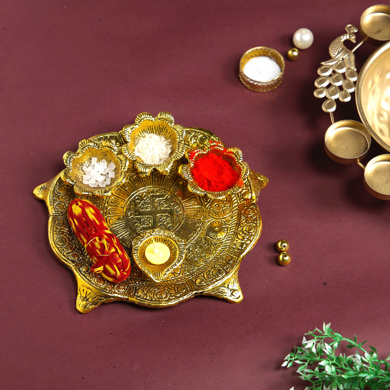 Buy CraftVatika Pooja Thali with Diya for for Diwali Poojan,Pooja Room ...