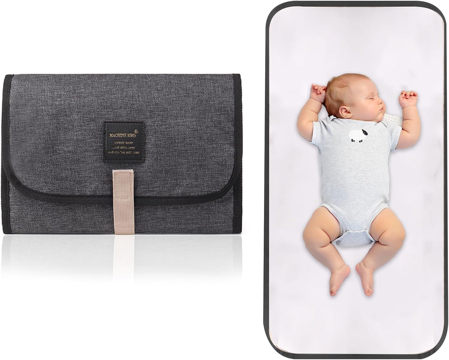 Dark Gray Portable Foldable Diaper Changing Pad & Travel Nappy Mat for ...