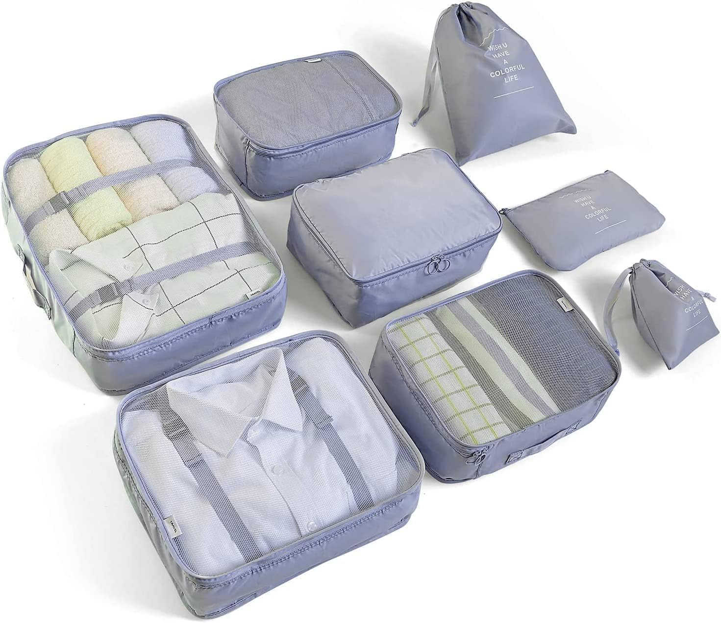 Amazon.com: 8 Set Packing Cubes for Suitcases Travel Luggage Packing ...