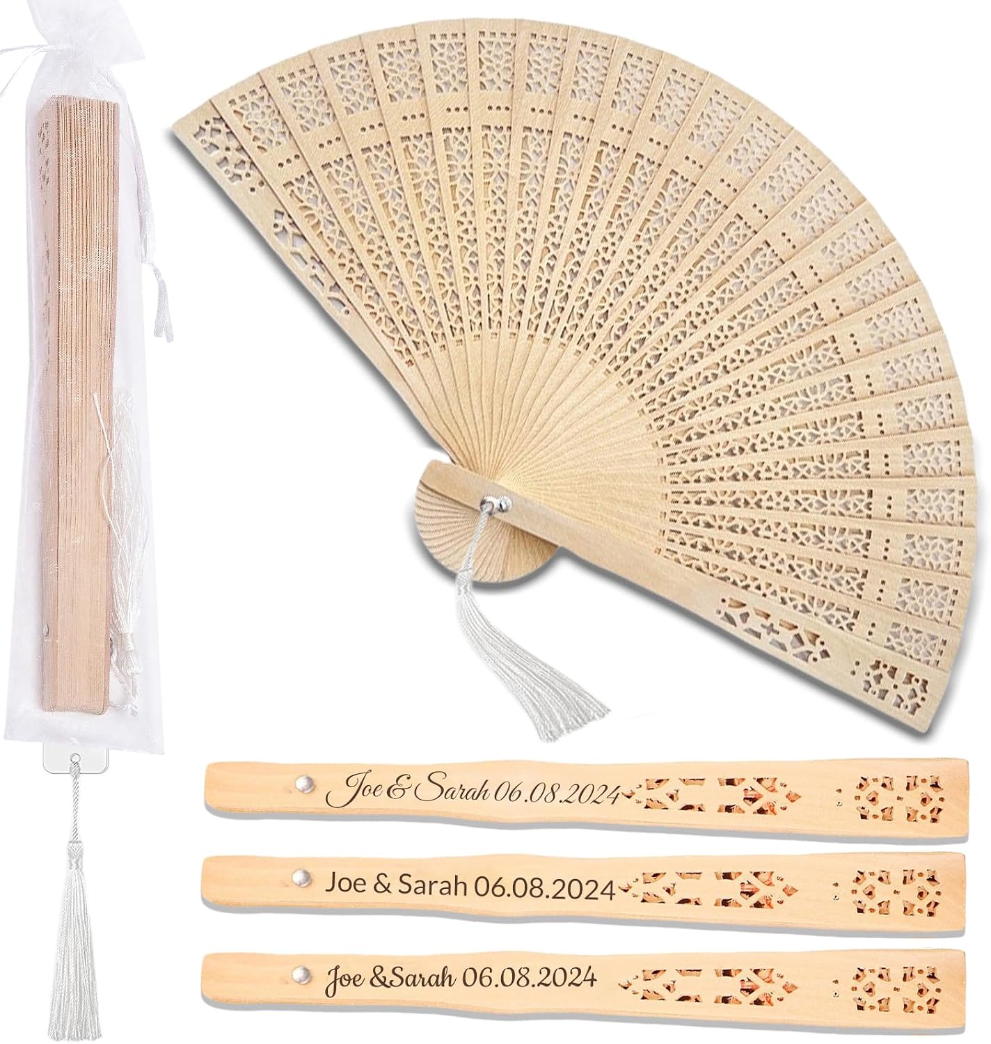 zyinoant 30Pcs Personalized Wooden Hand Fans Wedding Favors For Guests ...