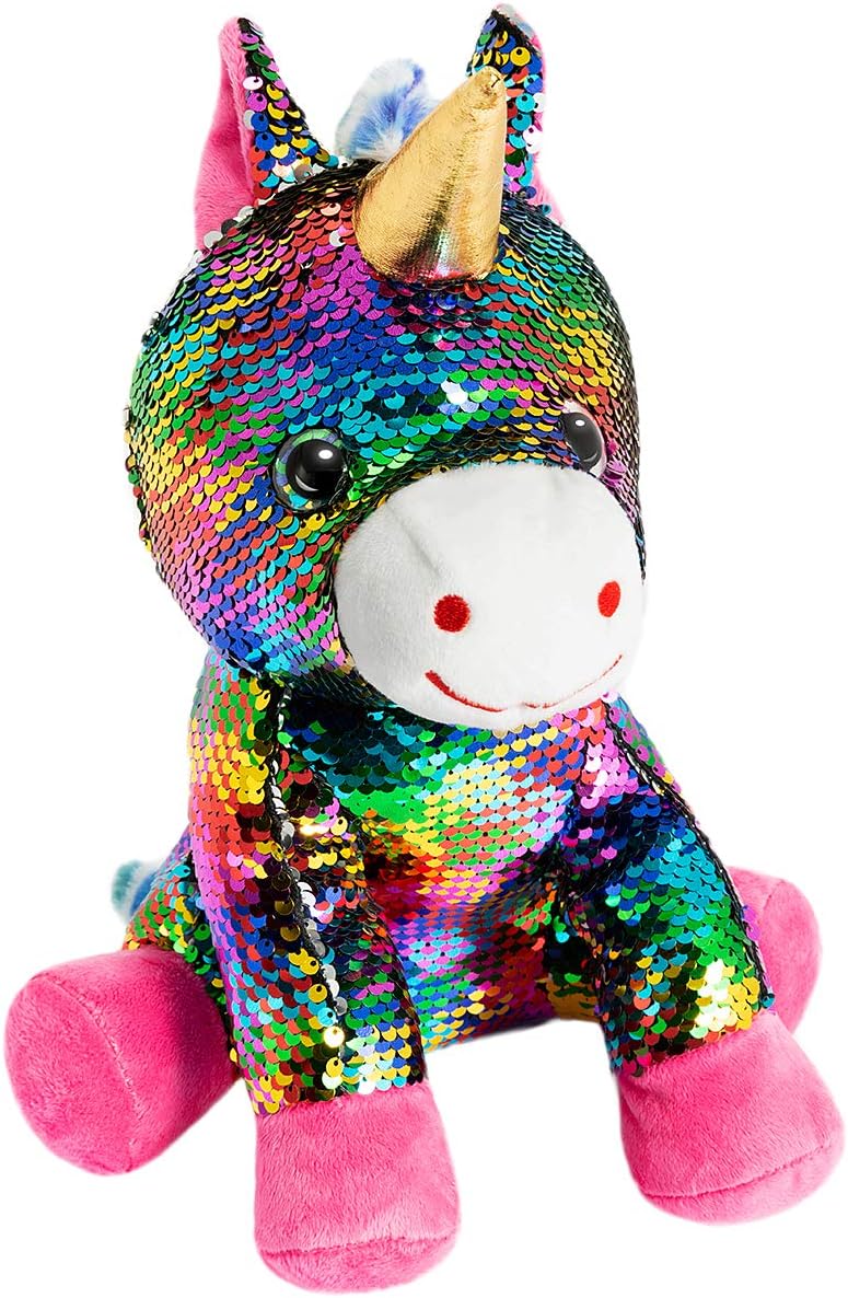 Amazon.com: HollyHOME Sequins Unicorn Stuffed Animal Toy Reversible ...