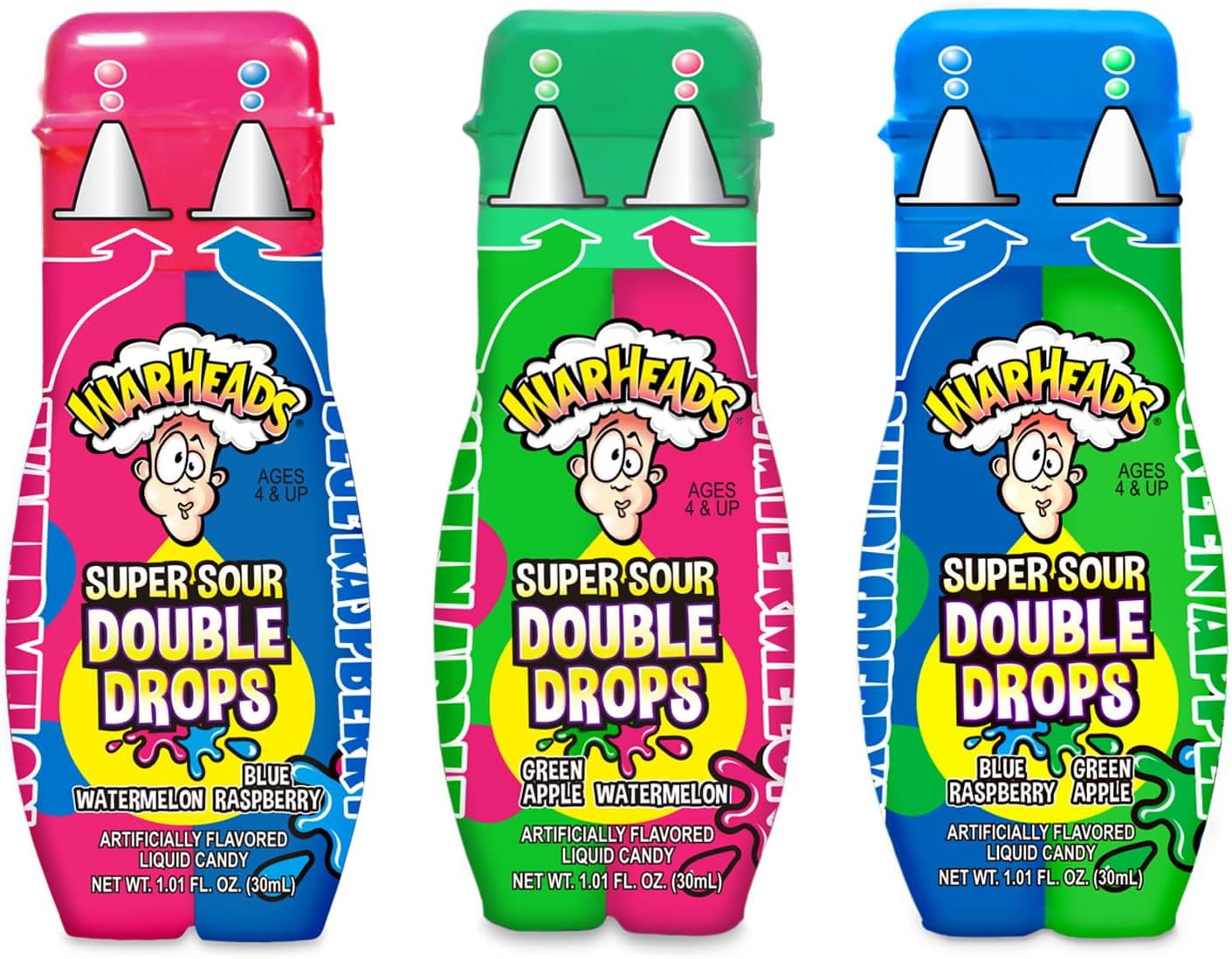 Amazon.com : WARHEADS Super Sour Double Drops - Liquid Sour Candy ...