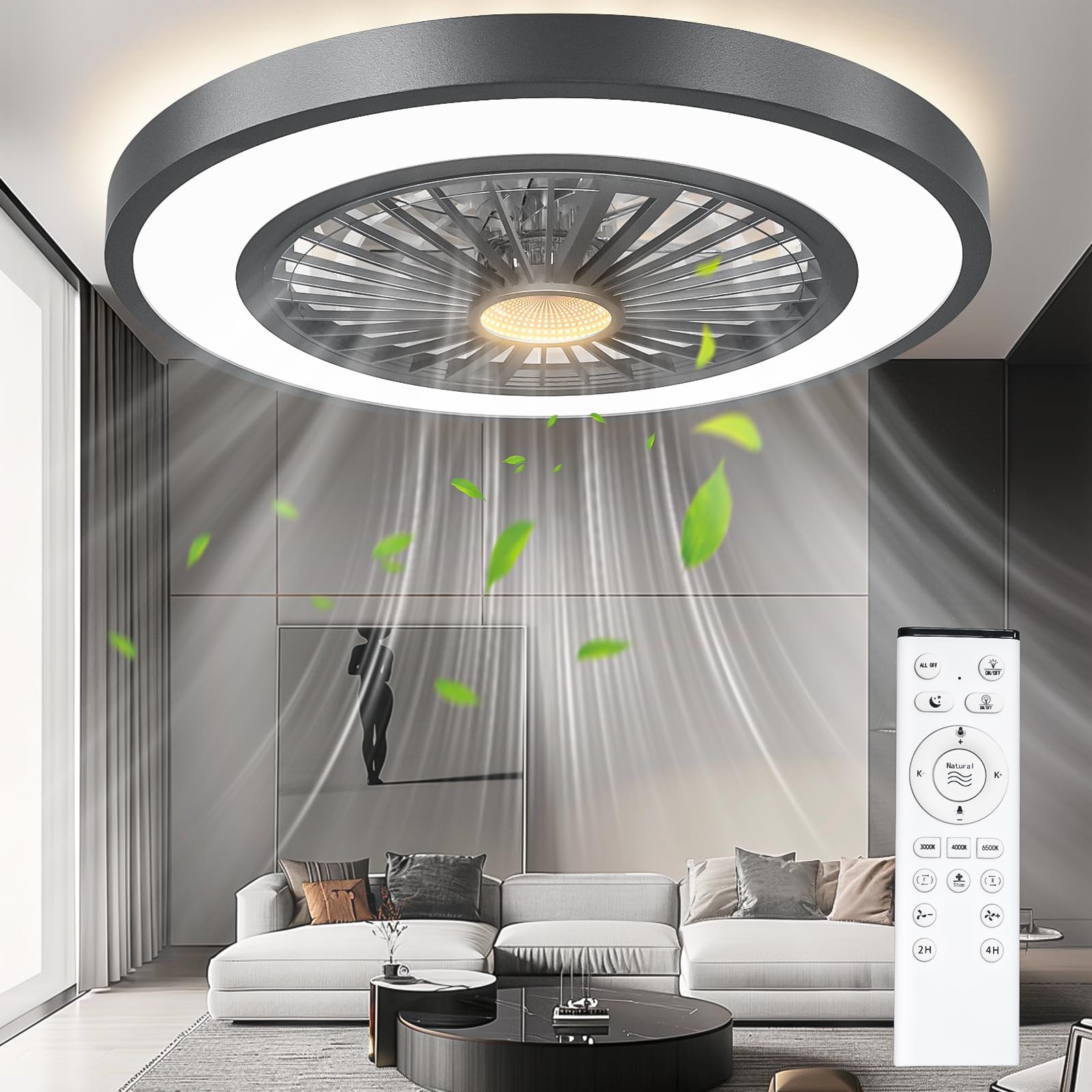 Windara 22 in. LED Indoor/Covered Outdoor Brushed Nickel Ceiling Fan ...