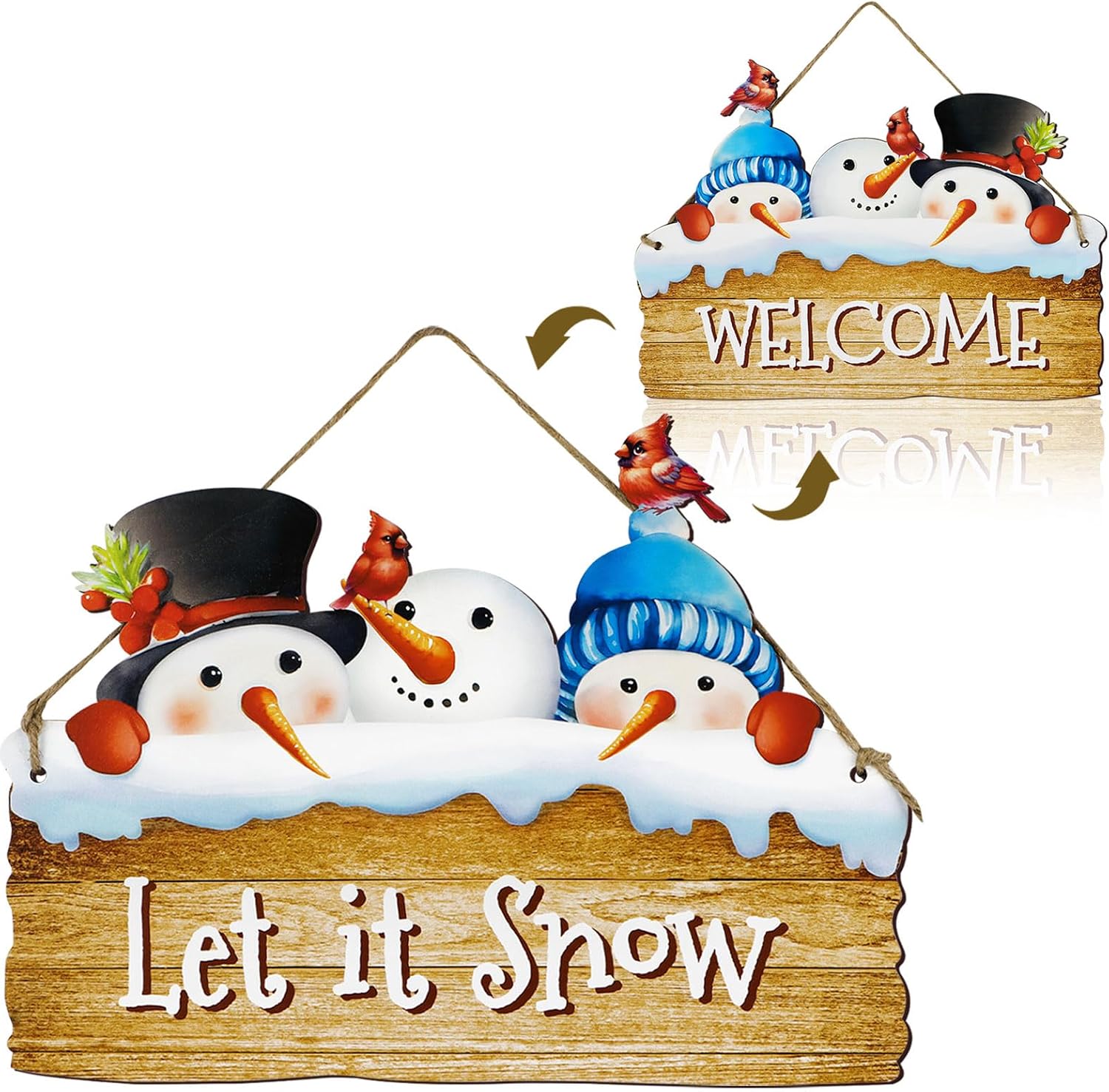 Amazon.com: Winter Door Decor Let It Snow Welcome Sign Reversible ...