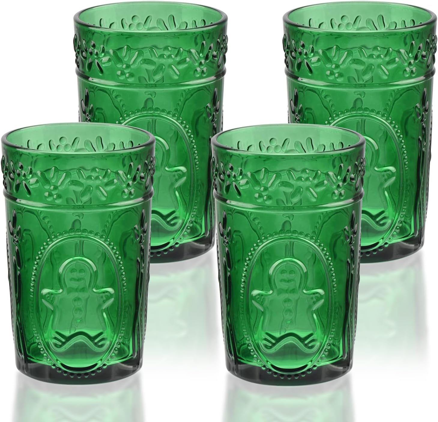 Amazon.com | GLASS SMILE Highball Glasses Set of 4-12 OZ Green Drinking ...