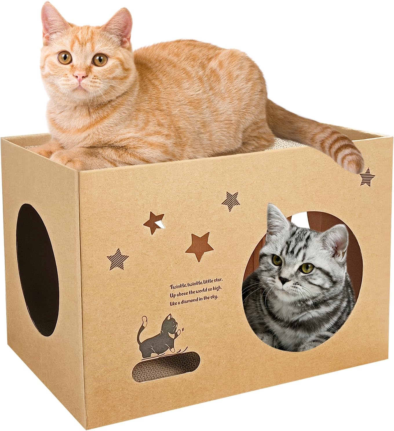 Amazon.com : Bissap Cat Cardboard House, Large Thickened Cat Play Condo ...