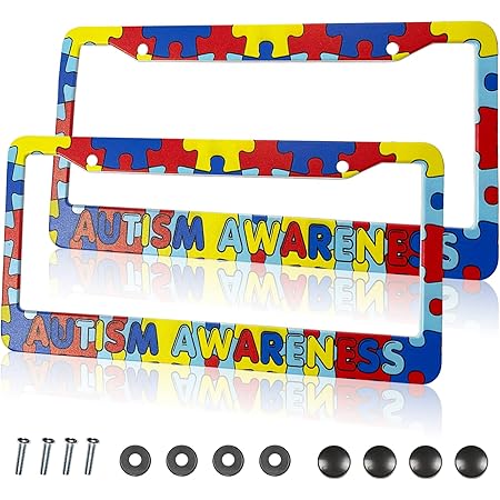Amazon.com: Autism Awareness - Puzzle Ribbons - License Plate Tag Frame ...