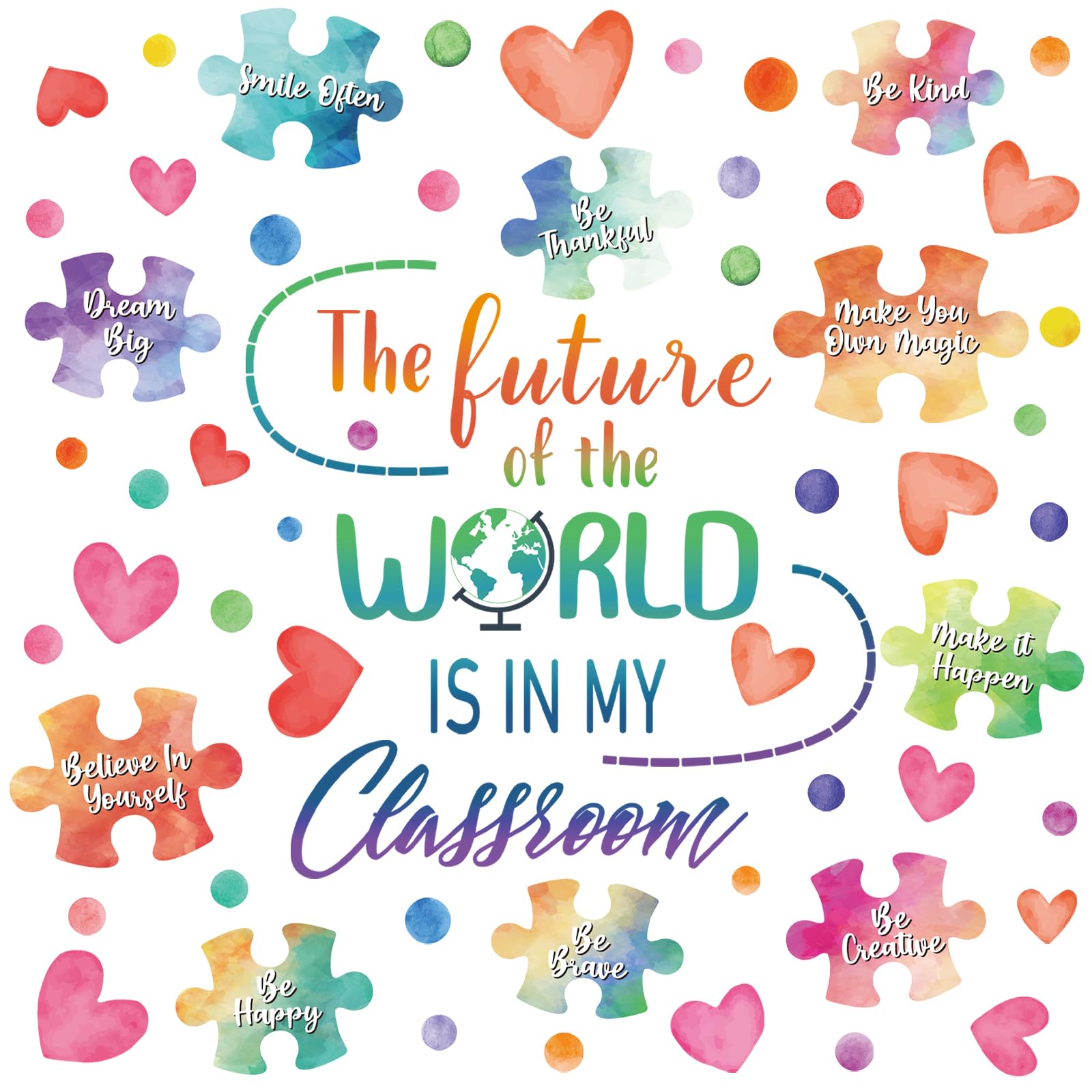 Snapklik.com : Kids Wall Decals Watercolor Puzzle Inspirational Wall ...