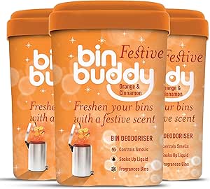 Bin Buddy Festive Bin Freshener Powder 450g, Pack of 3 - Leaves Your ...