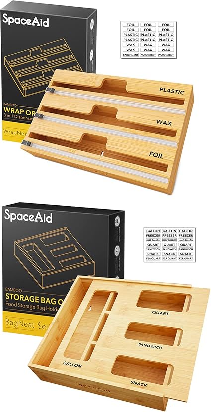 Amazon.com: SpaceAid WrapNeat 3 in 1 Wrap Dispenser with Cutter and ...
