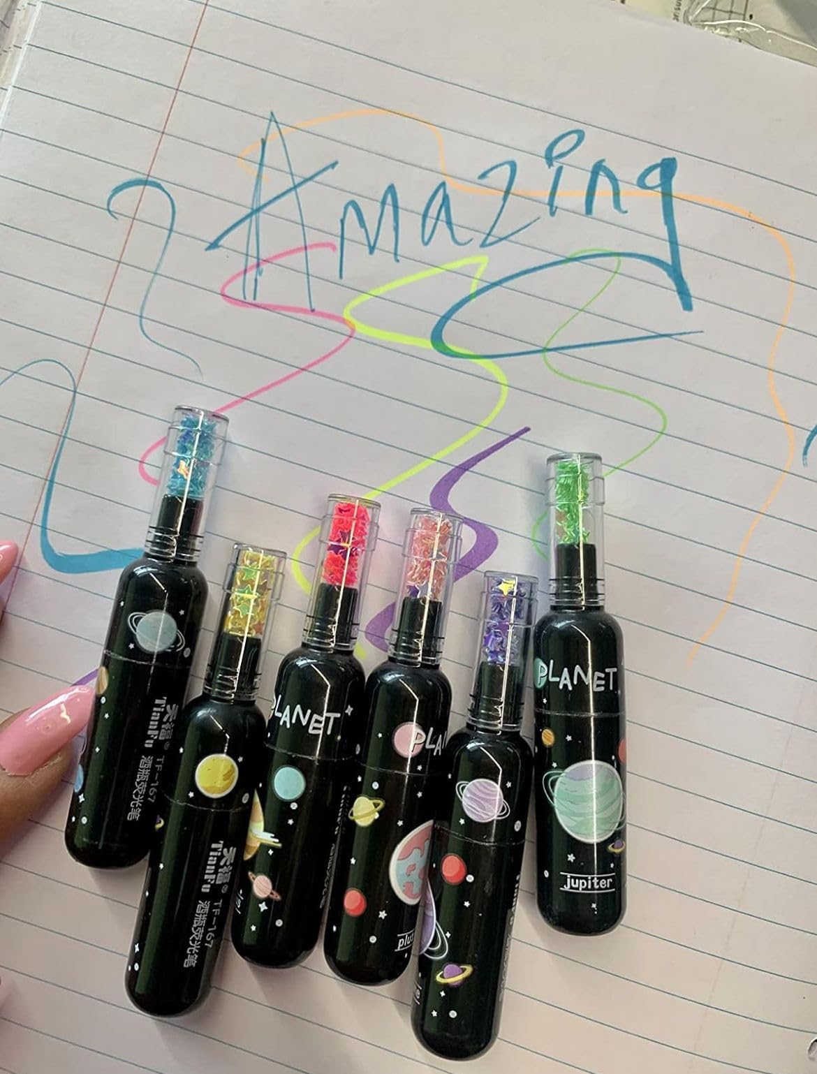 Space Theme Bottle Shape Highlighters | Set Of 6 | Planet Theme ...