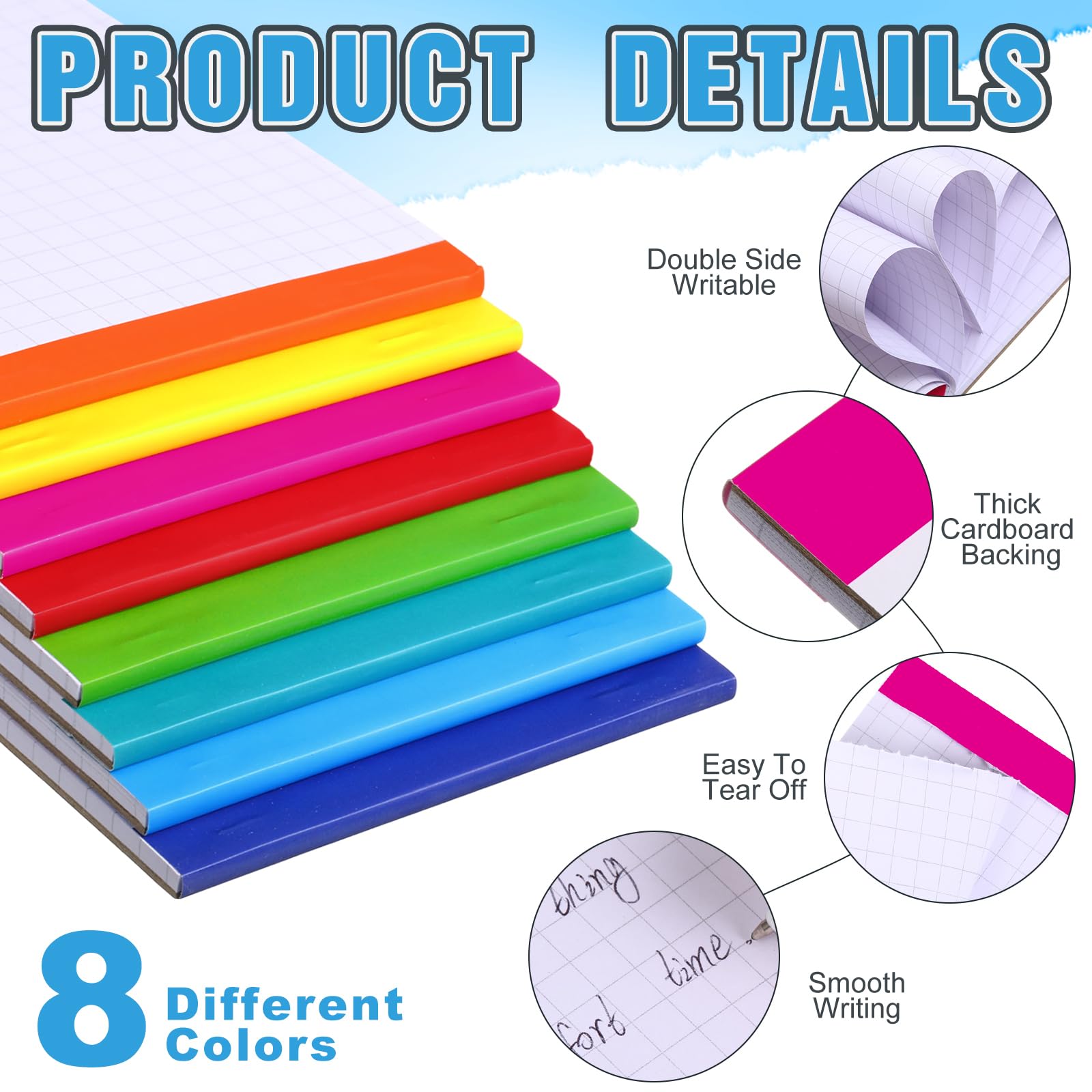 Snapklik.com : Tenceur 8 Pack Grid Paper Pad 4 X 6 Inch Graph Paper Pad ...