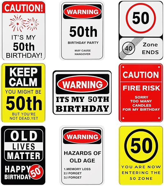 Amazon.com: 50th Birthday Decorations - 9PCS Over the Hill 50th ...