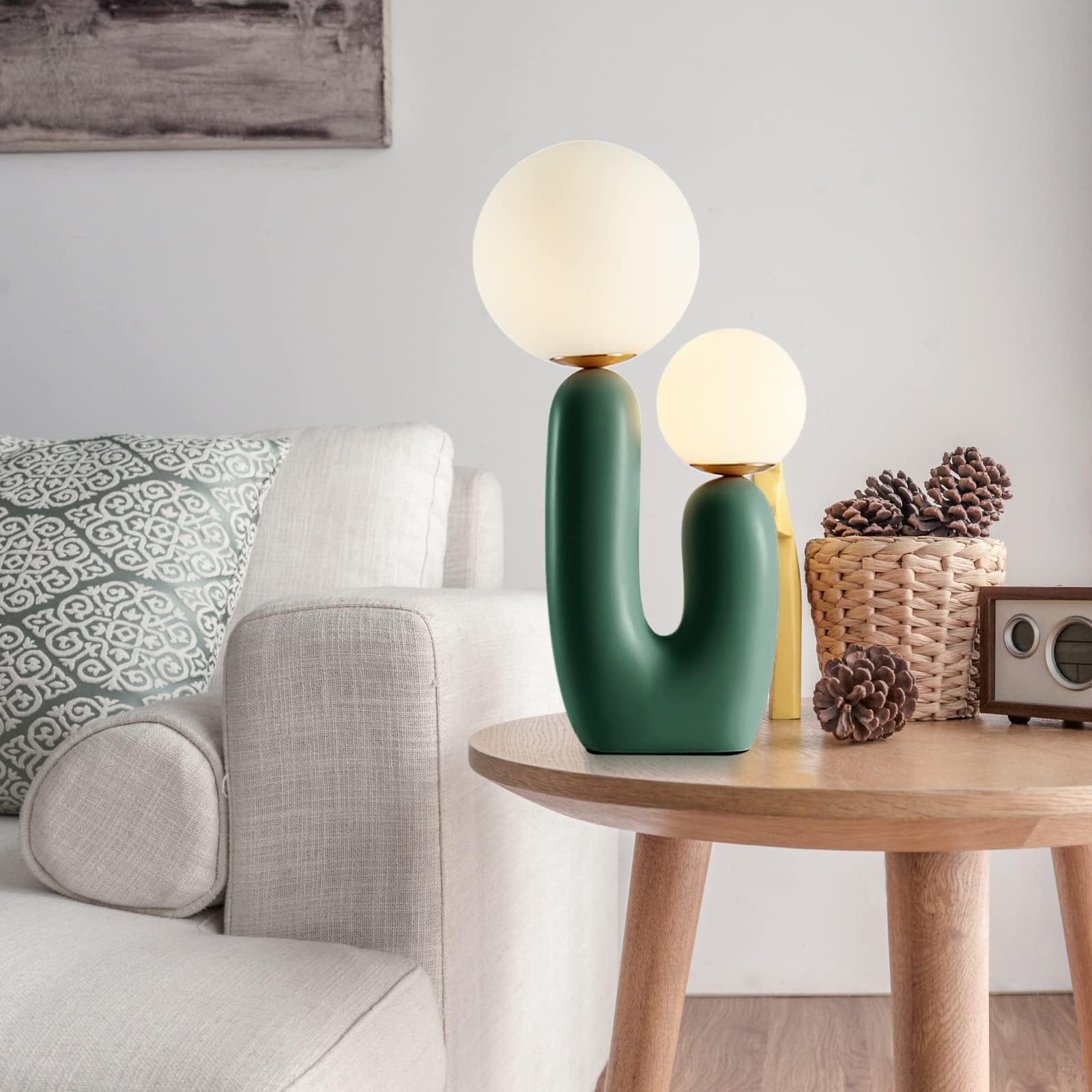 OTTOSON Modern Art Table Lamp Creative Globe Desk Lamp Lady Holding ...