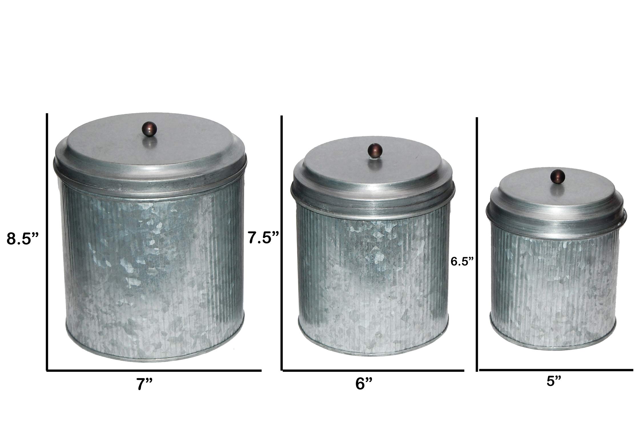 Snapklik.com : Benjara Galvanized Metal Lidded Canister