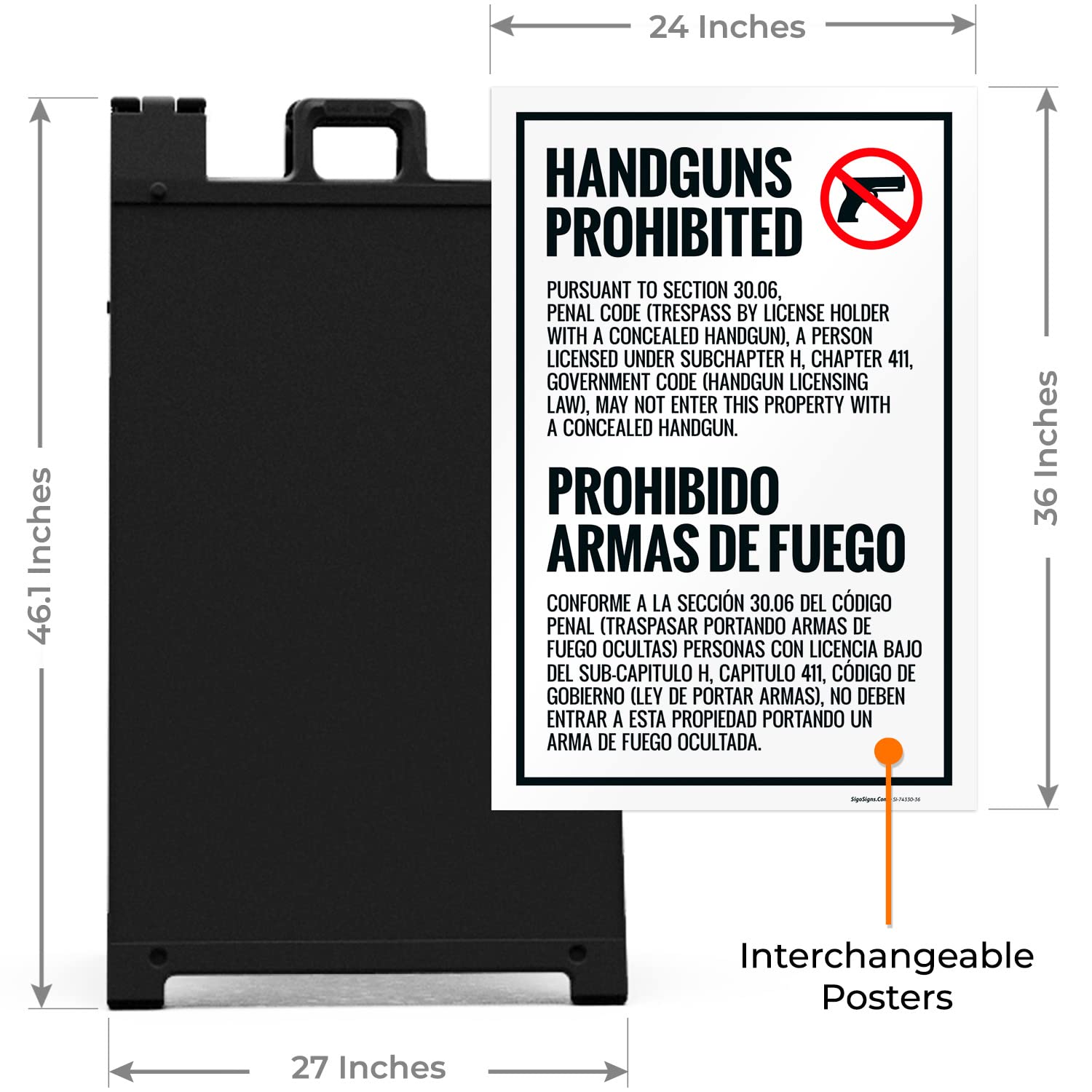 Concealed Carry Prohibited Texas Penal Code Section 3007 Bilingual ...