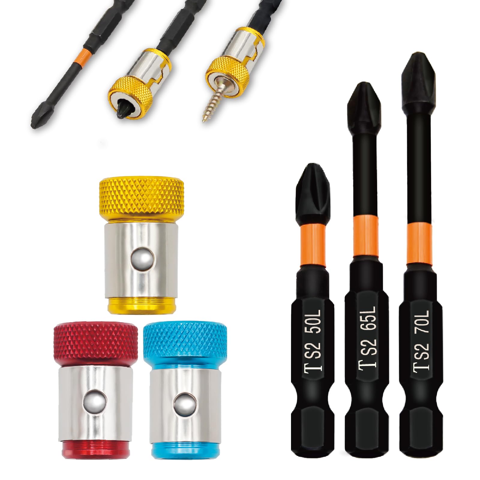 3 Pieces Strong Magnetic Screw Ring With 3 Pieces Ph2 Screwdriver Bit ...