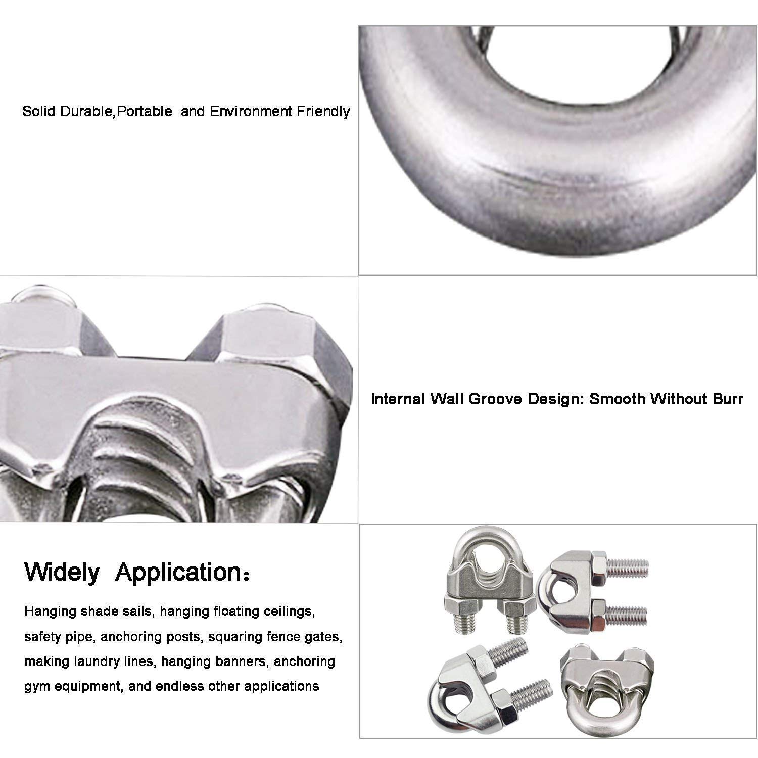 Snapklik.com : 3Pack M12 Wire Rope Clip, Luckkyme Wire Rope Clamp ...