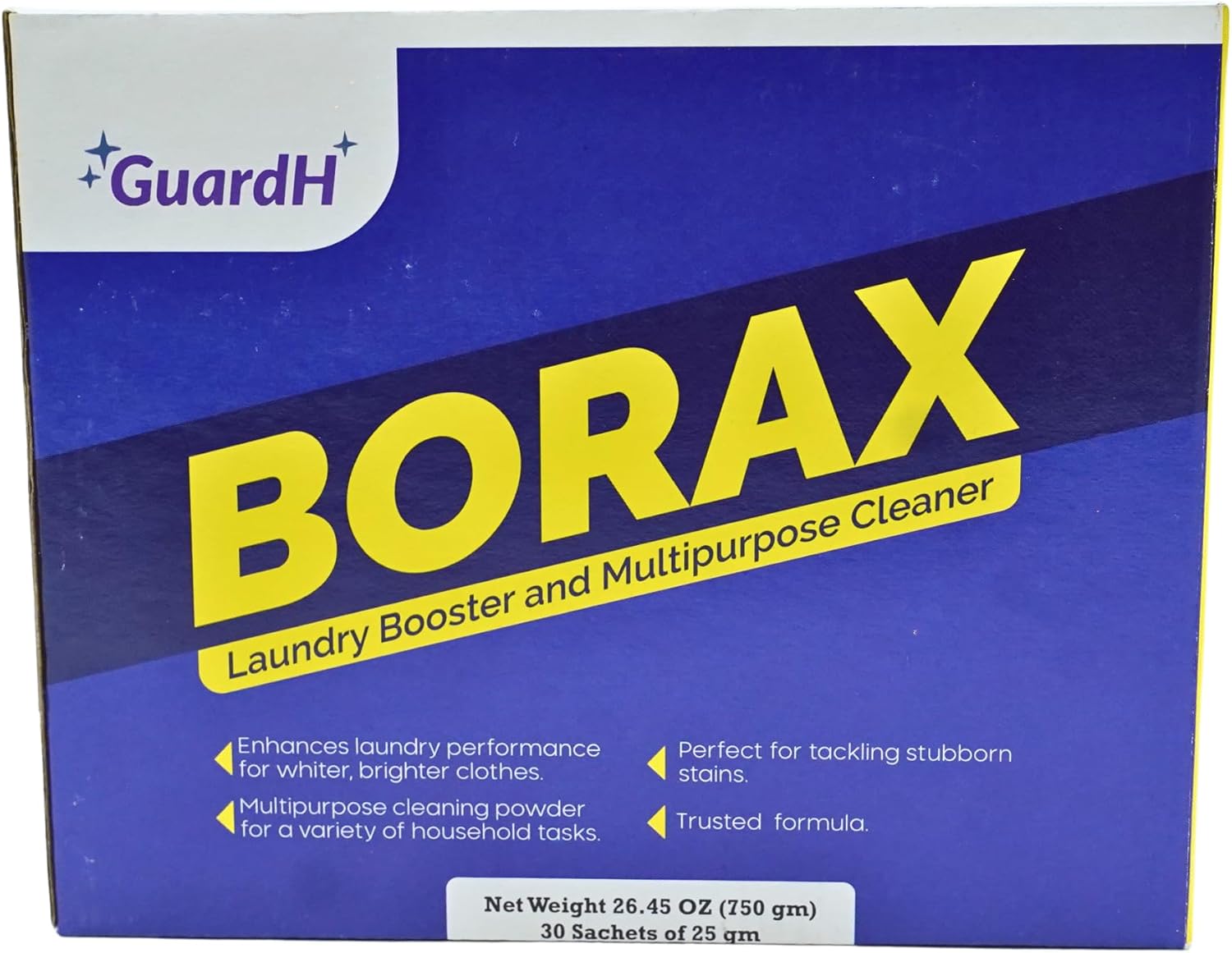 Amazon.com: GuardH Borax Multipurpose Cleaner 750g 30 Sachets Natural Mineral Laundry Booster ...