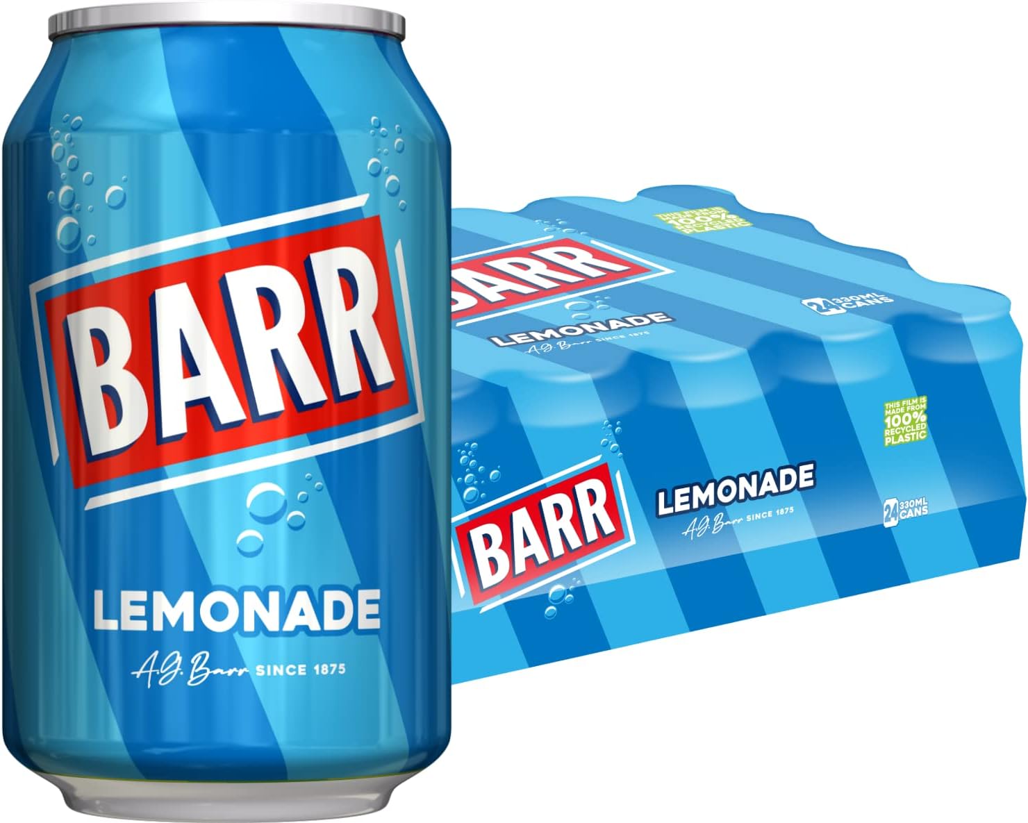 BARR since 1875, Perfect Lemonade flavoured 24 pack Fizzy Drink Cans ...