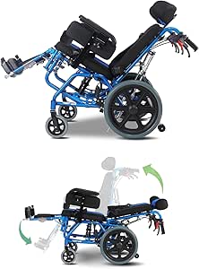 Amazon.com: Foldable Transport Lightweight Wheelchair Fully Lying Reclining Pediatric ...