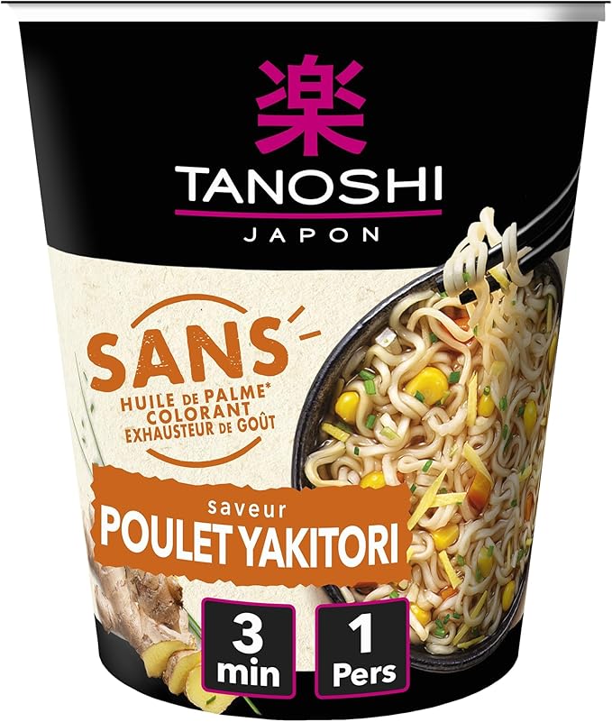 TANOSHI - Cup Nouilles Instantanées Saveur Poulet Yakitori et Gingembre ...