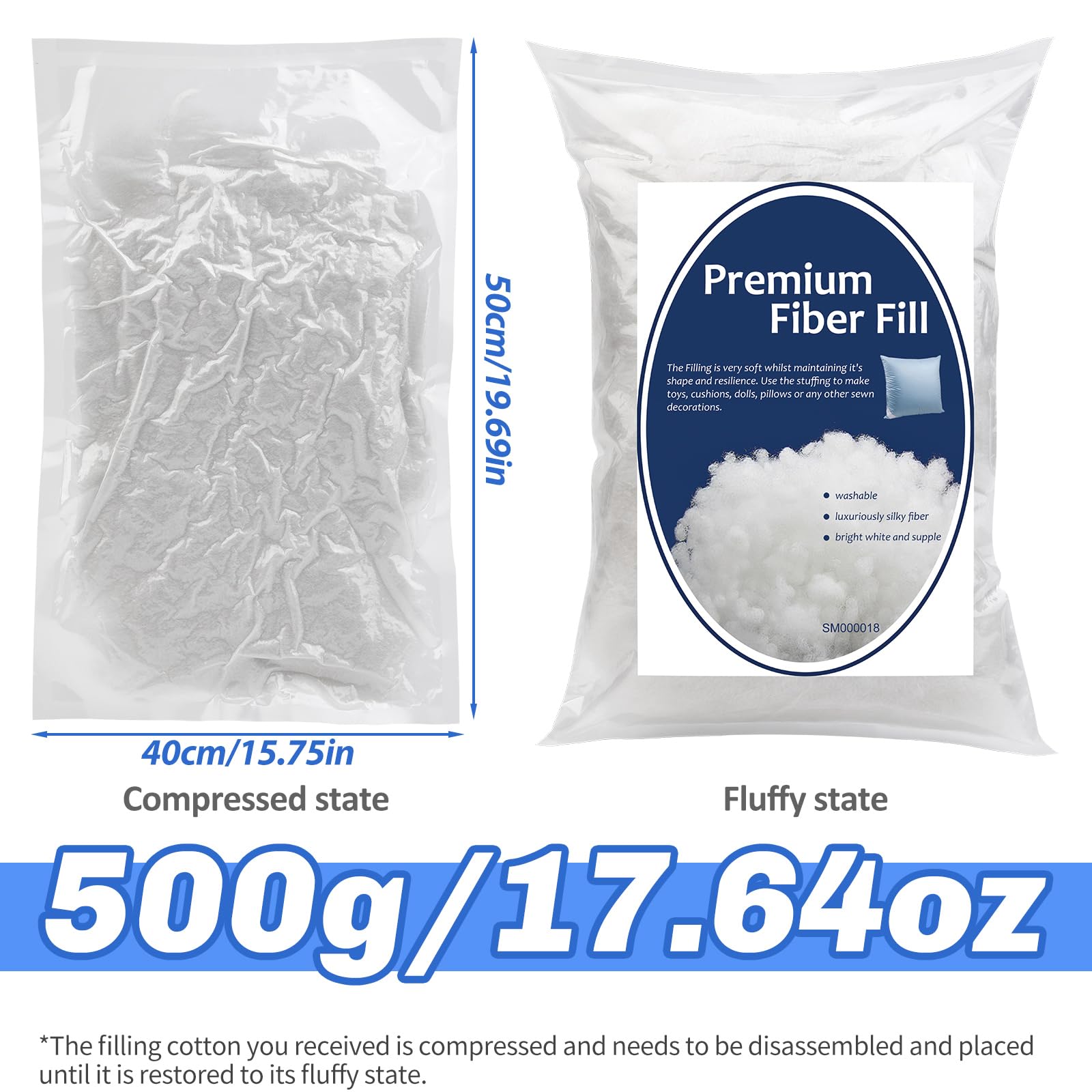 Snapklik.com : 17.6oz-70.5oz Polyfill Stuffing, Pillow Filler, Stuffing ...