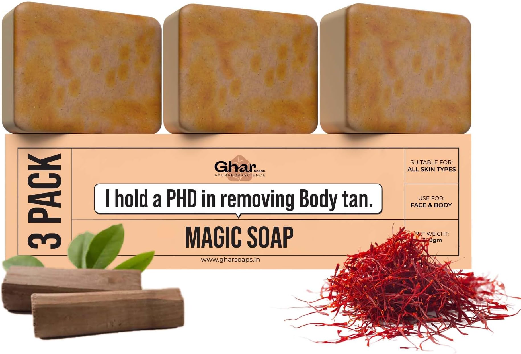 Amazon.com : GHAR SOAPS Sandalwood & Saffron Magic Soaps For Bath ...