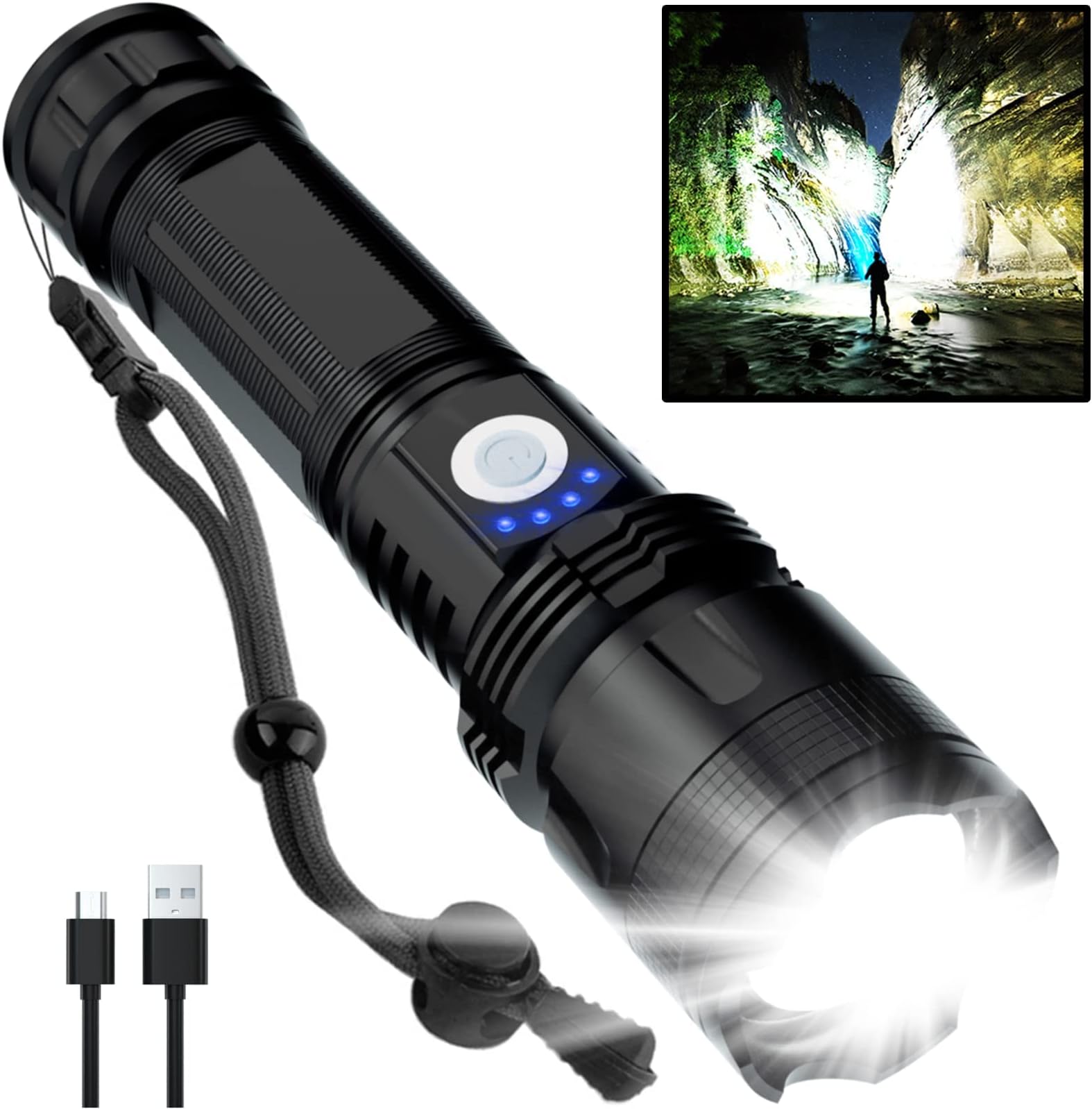 Rechargeable Flashlights High Lumens, 60000 Lumens Super Bright LED ...