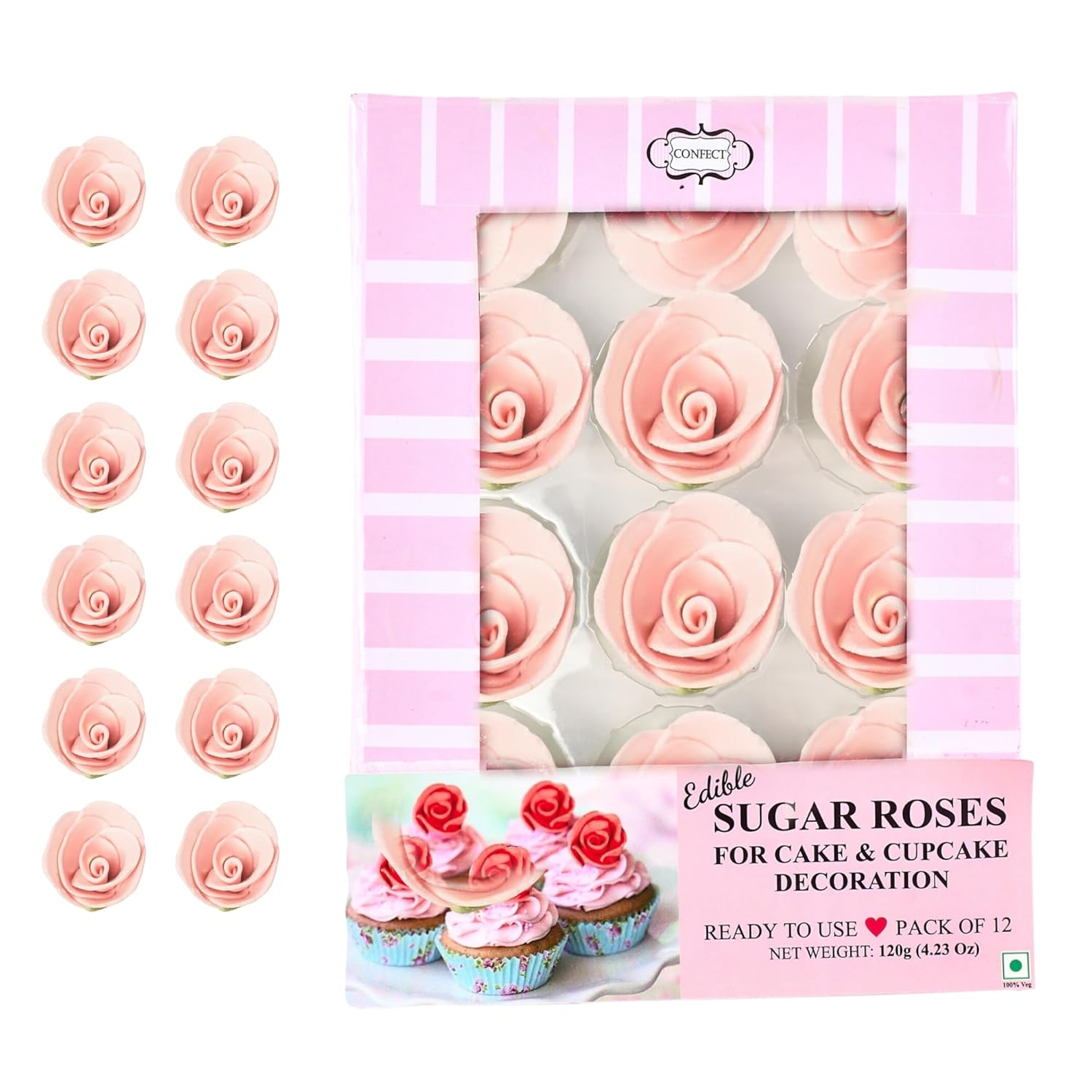 Amazon.com : Confect Edible Flower -Blush Pink Edible Sugar Flowers ...