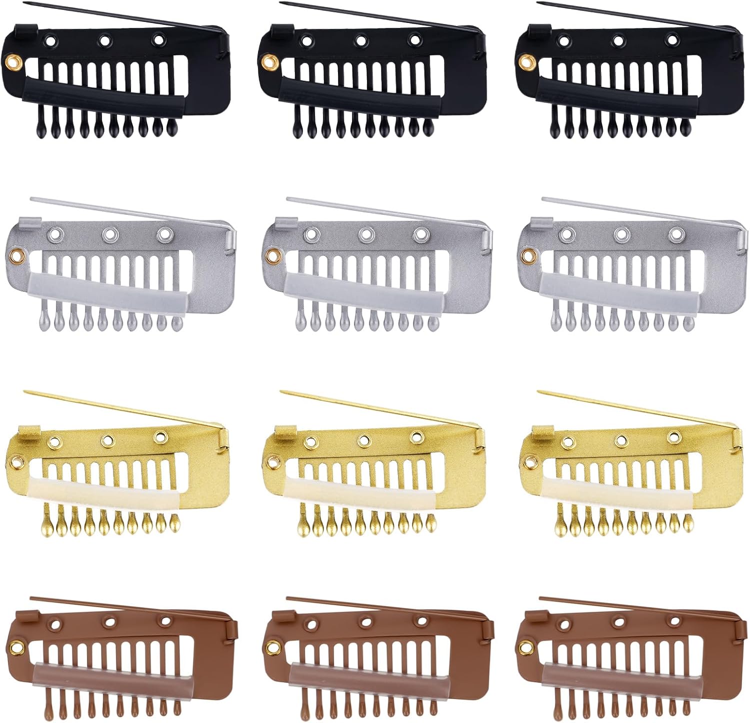 12pcs Wig Clip with Safety Pins, 10-Teeth Hair Extension Snap Clips in ...