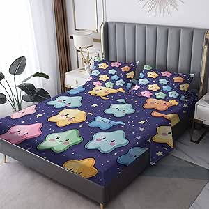 Amazon.com: zcsm Kids Stars Sheets Twin XL Sheet Sets - Colourful Bed ...