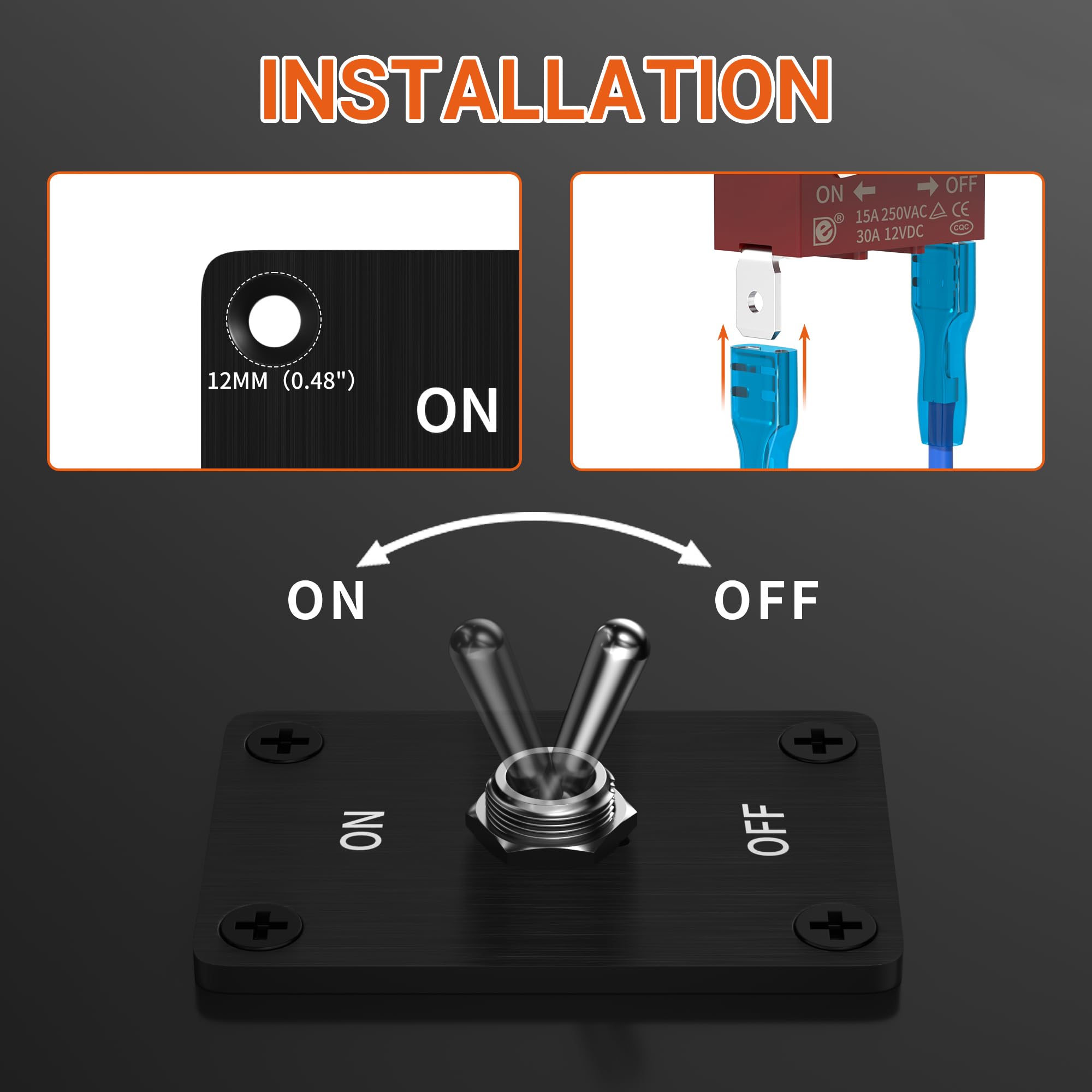 Snapklik.com : RVBOATPAT Heavy Duty Waterproof Toggle Switch 12V DC 30A ...