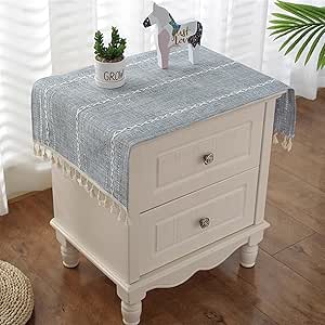 Amazon.com: Heavyoff Bedside Tablecloth for Nightstand, Tassel Table ...