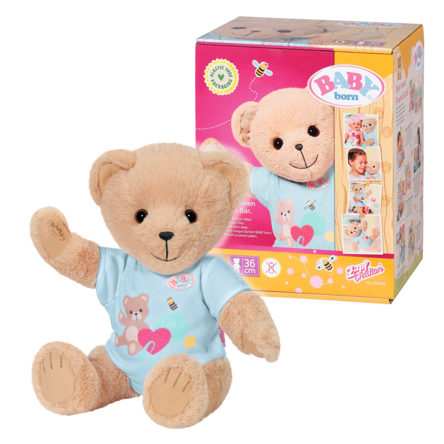 BABY born Bear Blue 835593 - 36cm Little Bear with Soft Stuffed Body ...