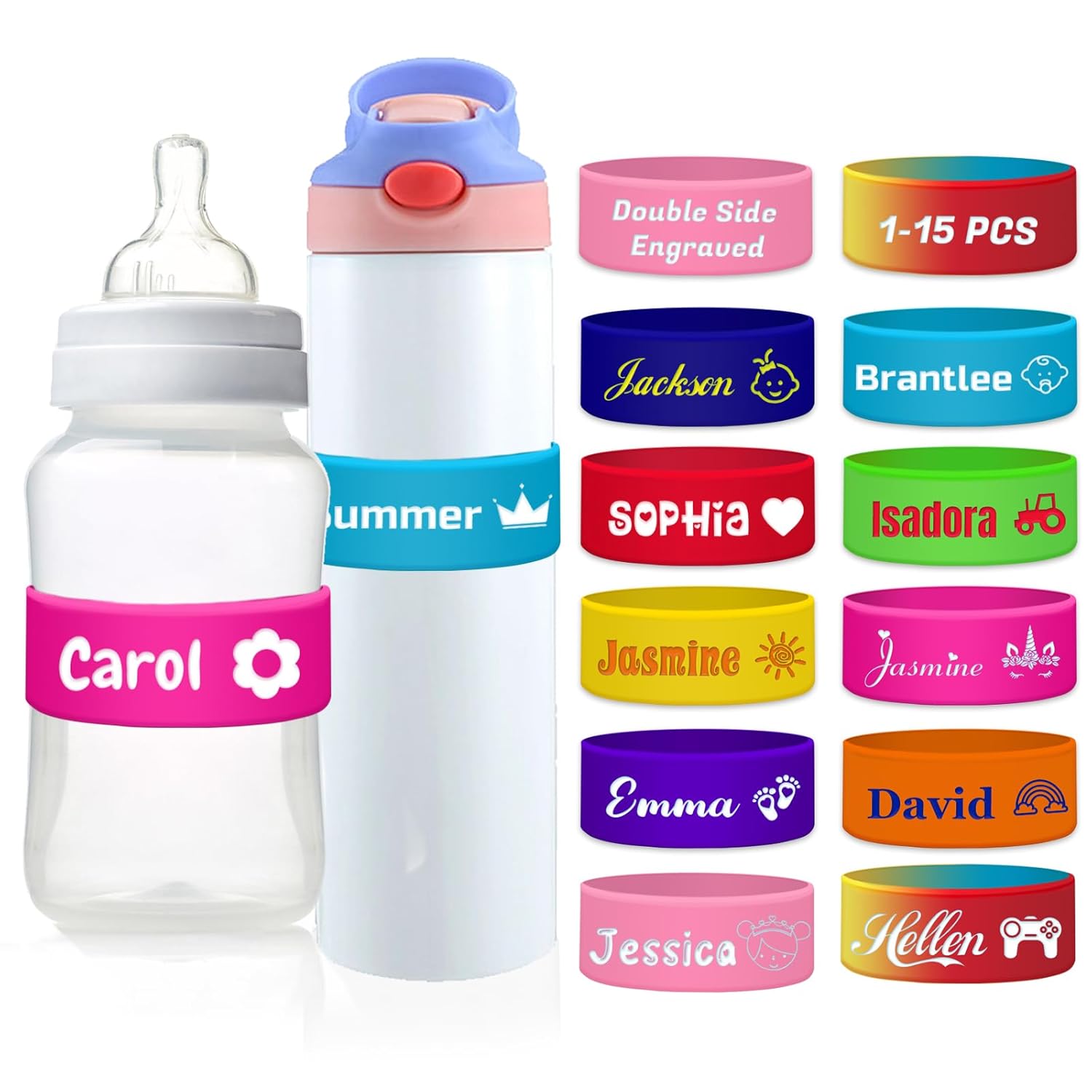 Amazon.com : Personalized Bottle Labels Custom Water Bottle Name Bands ...