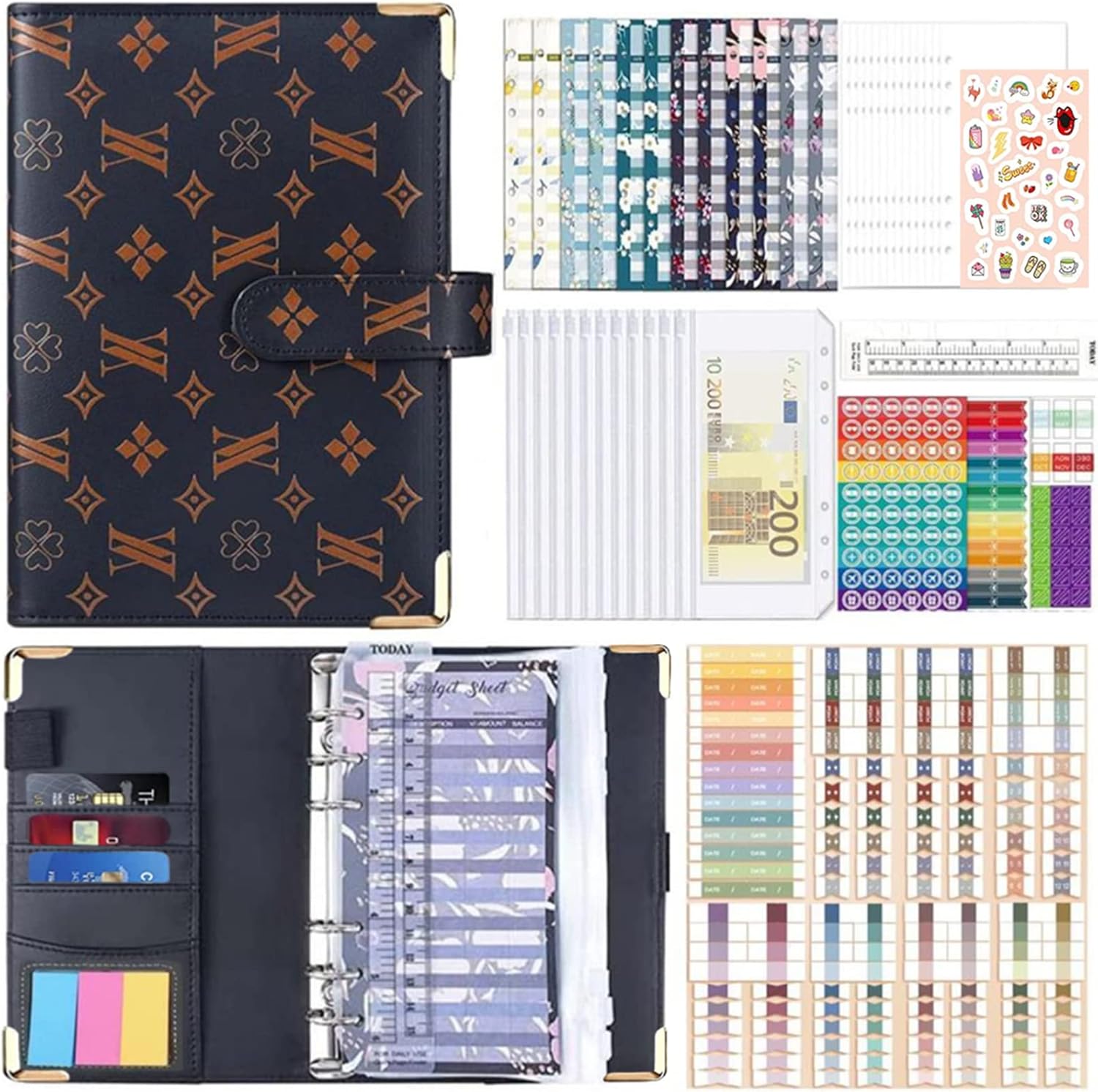 Budget Binder,A6 PU Leather Budget Binder Cash Stuffing,Cash Wallet ...