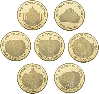 New Seven Wonders of The World Commemorative Golden Coin Series Set of ...