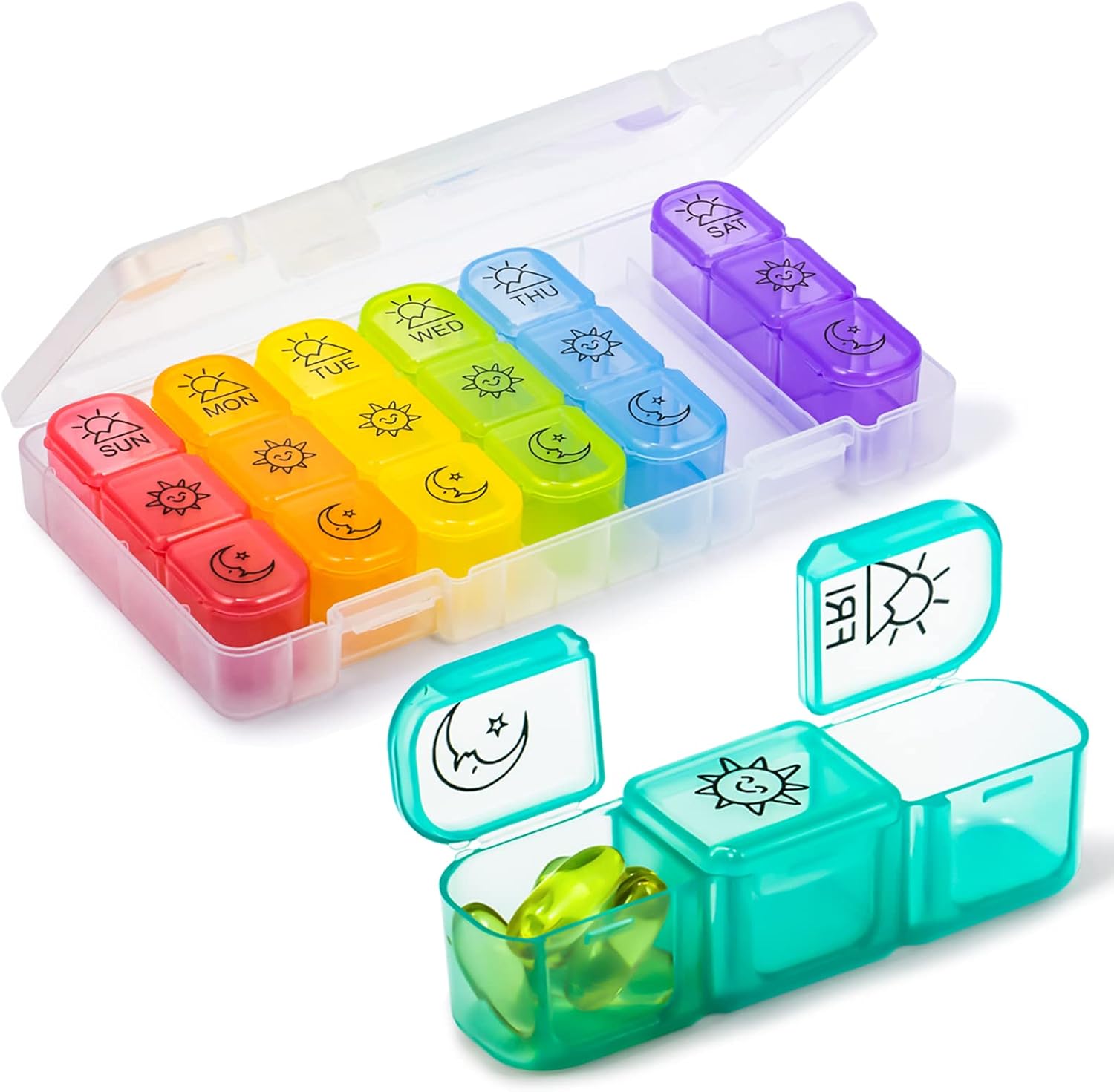 Amazon.com: Large 7 Day Pill Organizer Weekly, Chrxbei Daily Medicine ...
