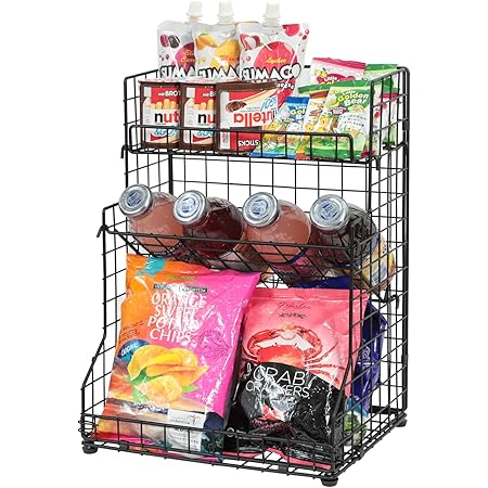 Amazon.com: X-cosrack Stackable Wire Baskets for Pantry Storage and ...