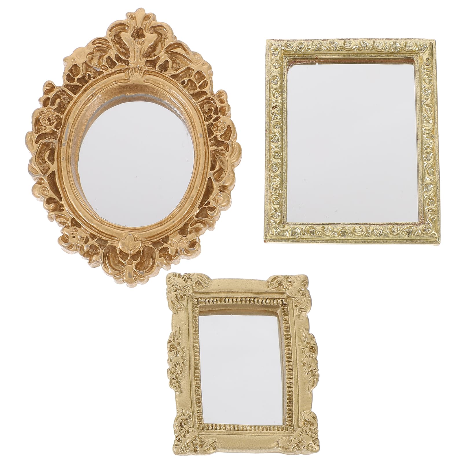 Amazon.com: NUOBESTY 3pcs Golden Miniature Mirrors Doll House Mirrors ...