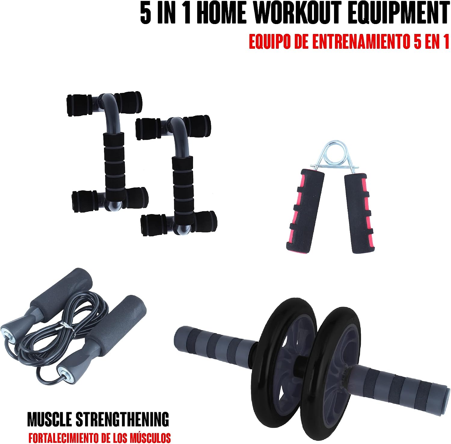 Calma Dragon 5-in-1 Home Exercise Set, Abdominal Wheel, Push-up Stand ...